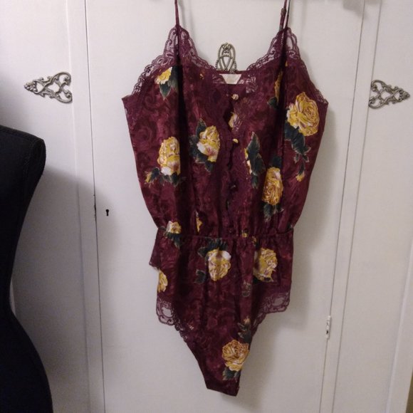 delicates | Intimates & Sleepwear | Delicates Burgundy Floral Teddy ...